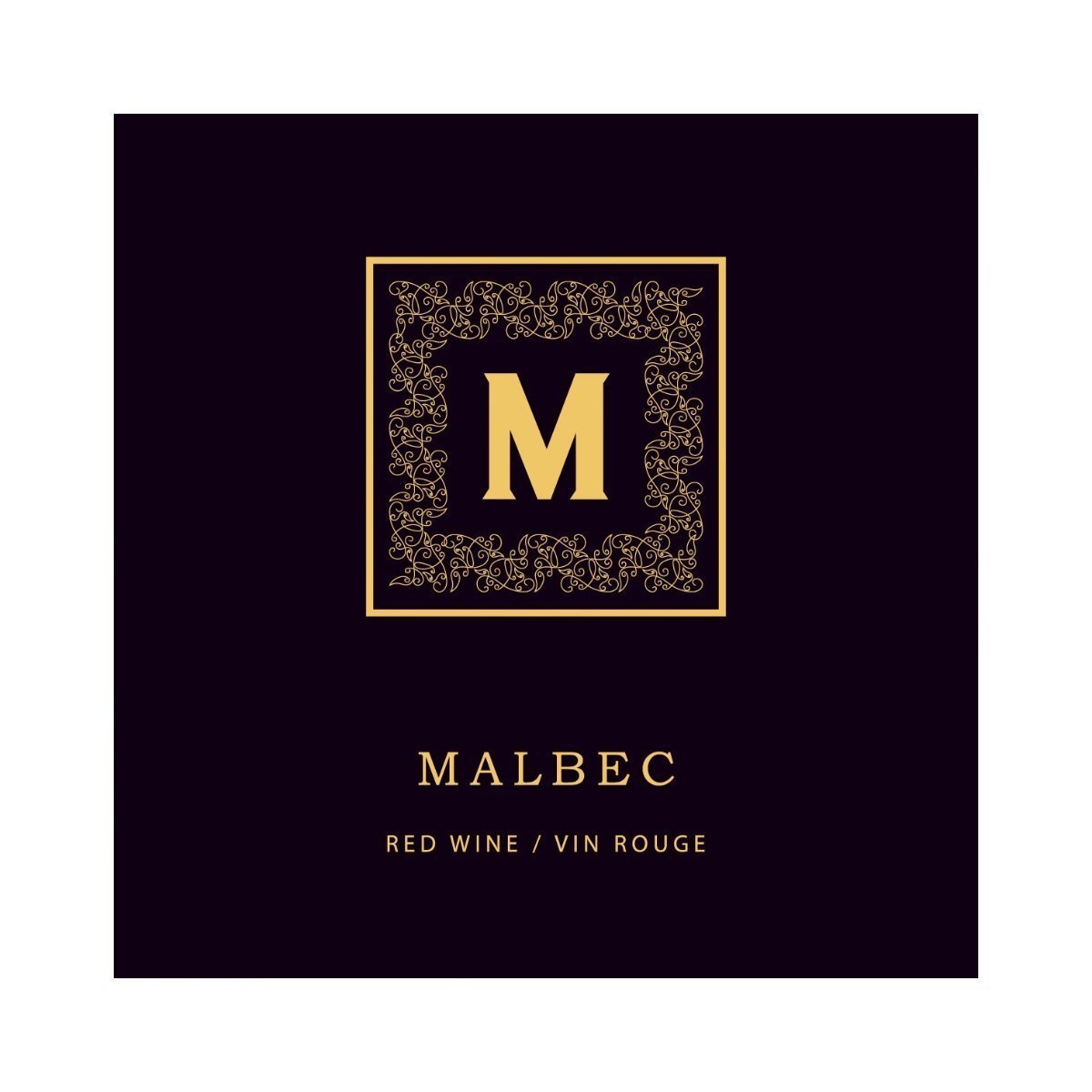 Malbec Golden Monogram Pack of 30 Wine Labels (3.78 in x 3.78 in | 9.6 ...